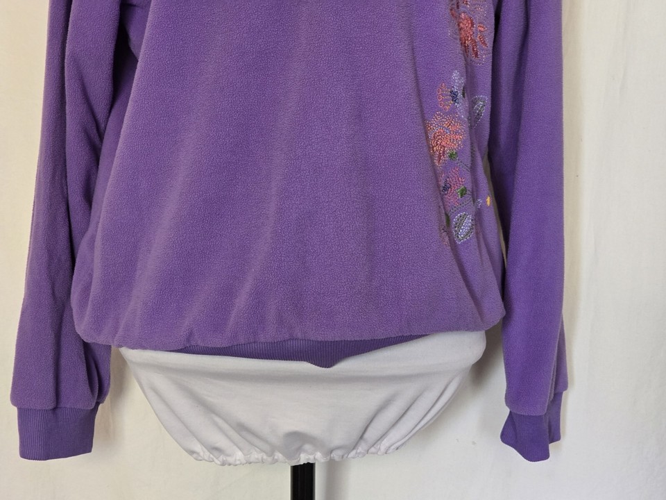 Comfort Corner Collared Quarter Zip Purple Embroidered Pullover ...