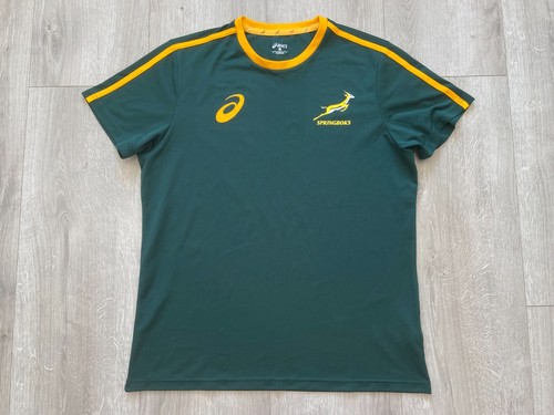 SOUTH AFRICA Asics Training Home L Rugby Shirt Jersey Springboks Green ...