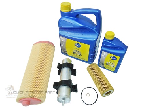 BMW 320D E46 OIL AIR FUEL DIESEL FILTER & ENGINE OIL 5W30 L/LIFE 6LT ...