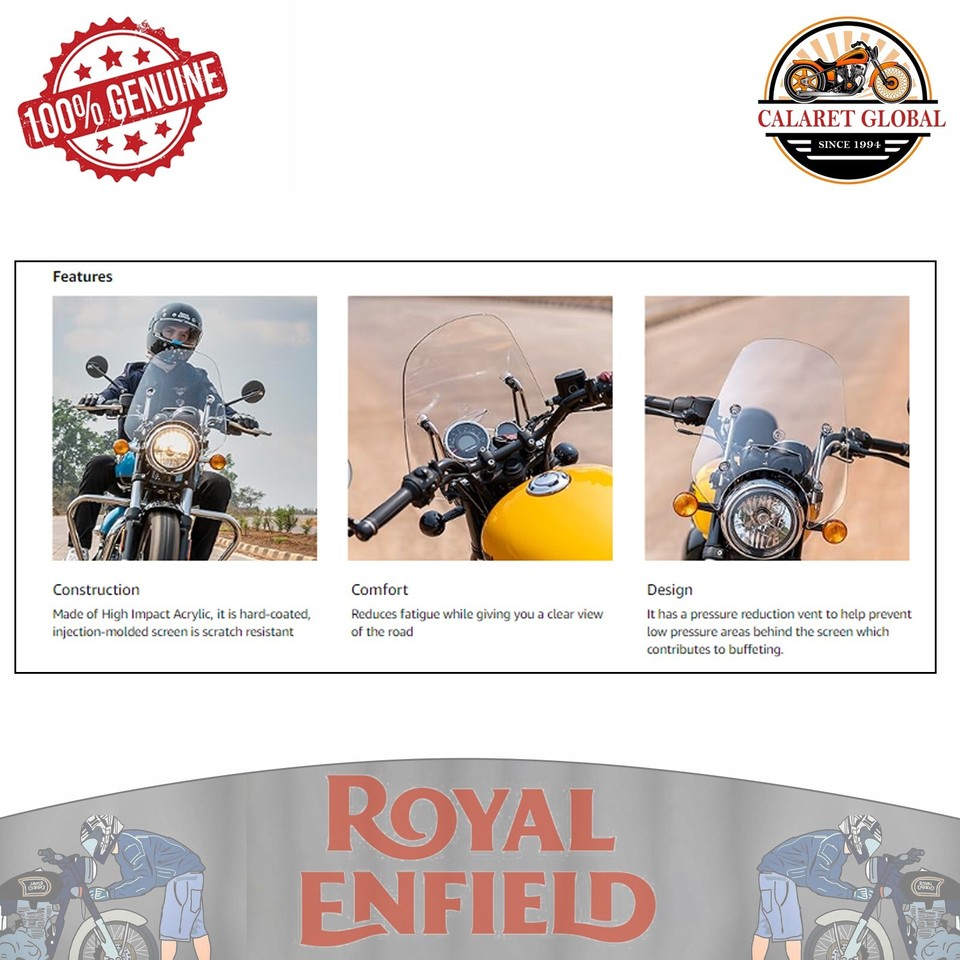 GENUINE TOURING WINDSHIELD FOR ROYAL ENFIELD METEOR 350 (KXA00146) | eBay
