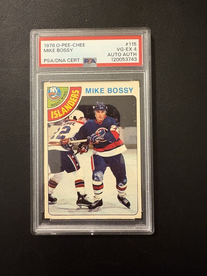 1978-79 OPC #115 RC Mike Bossy HOF Rookie AUTO AUTHENTIC PSA 4 PRINTED ...