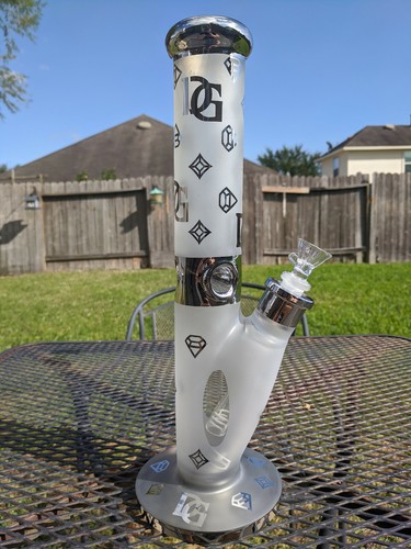 Silver Diamond: Glass Water Straight Pipe Bong - 13" Tall - Sandblasted ...