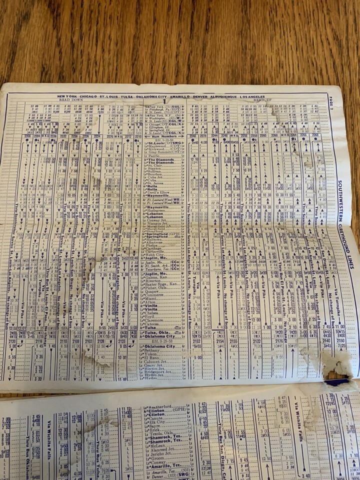 1958 Southwestern Greyhound Bus Time Tables Brochure Chart Map | eBay