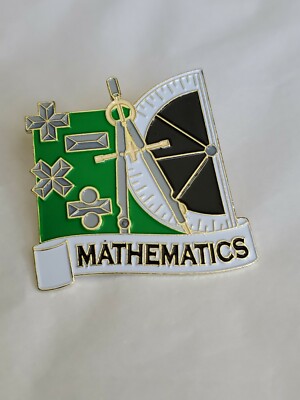 Mathematics Award Badge Pin Compass & Protractor Plus Minus Multiply ...