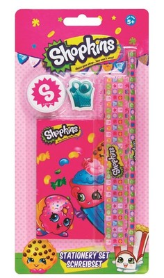 Shopkins Stationery Sets Pink Rubber Eraser Pencil Notepad Ruler ...