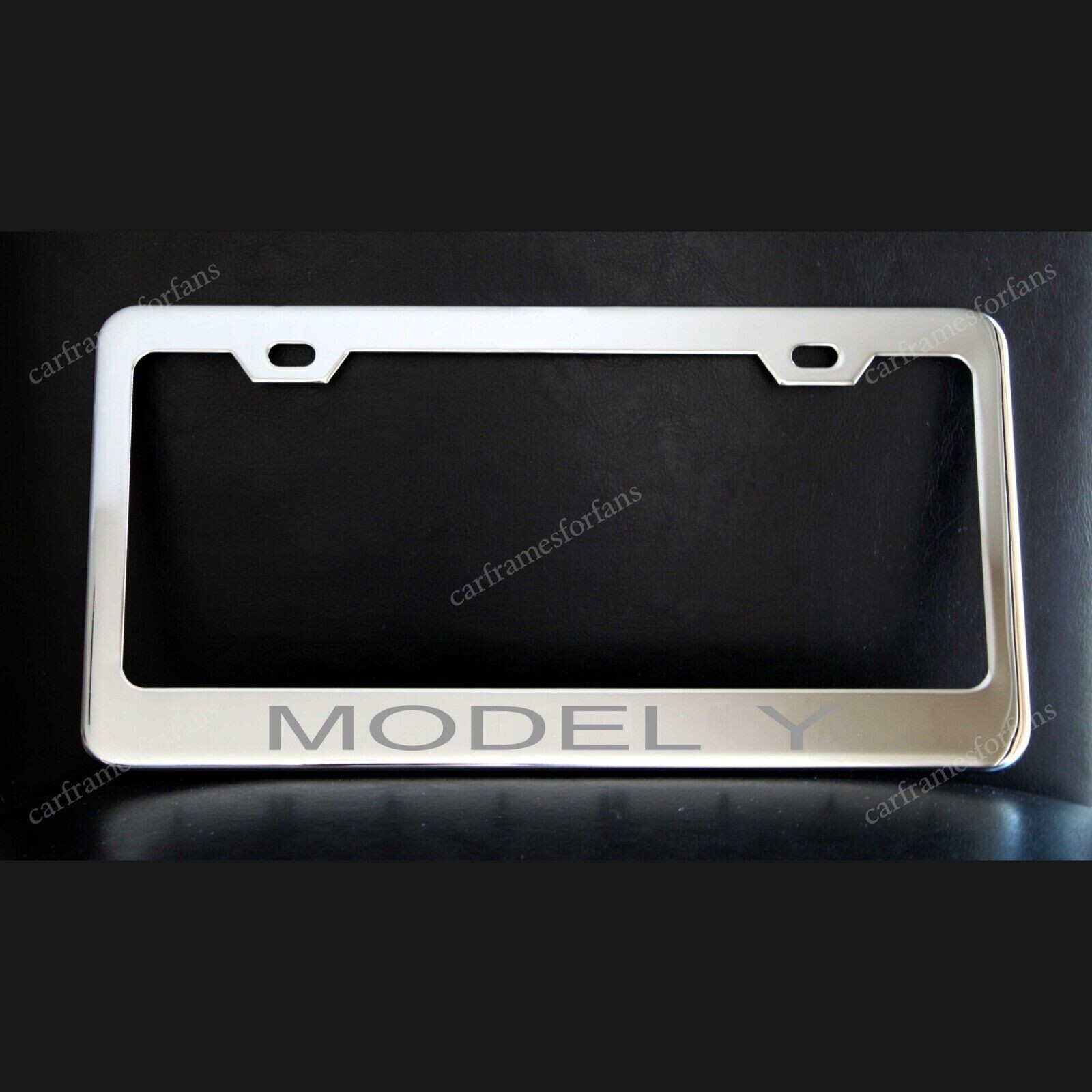 TESLA MODEL Y License Plate Frame, chrome metal with brushed vinyl | eBay
