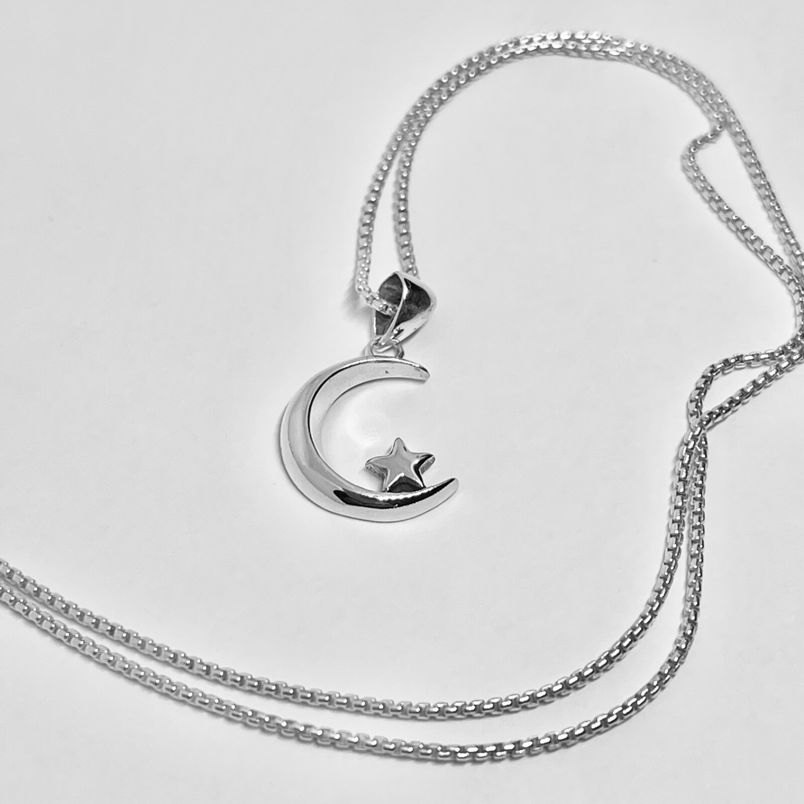 Sterling Silver Moon and Star Necklace, Silver Necklaces, Celestial ...