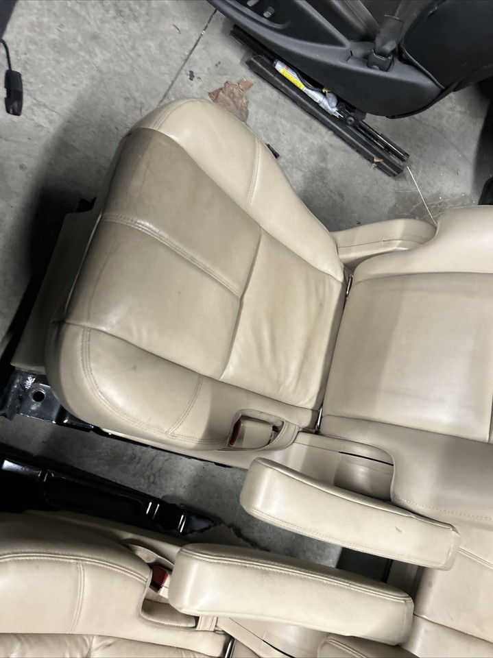 07-14 Chevy Tahoe 2nd Row Seats Captain Chairs Tan Leather Fold OEM | eBay