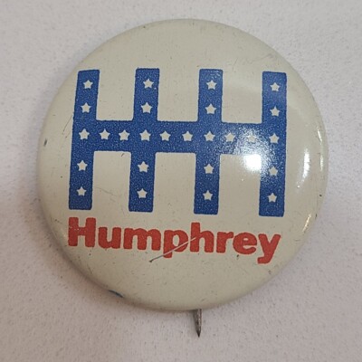 1968 HHH pin Hubert HUMPHREY pinback HHH Initials Monogram button | eBay