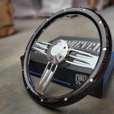 14" Inch Billet Steering Wheel Dark Pine Wood Rivet Half Wrap Horn - 6 Hole | eBay