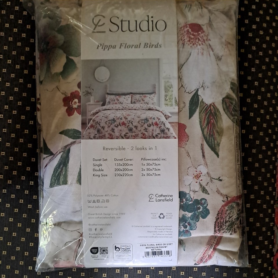 Catherine Lansfield Pippa Floral Birds Double Duvet Set | eBay UK