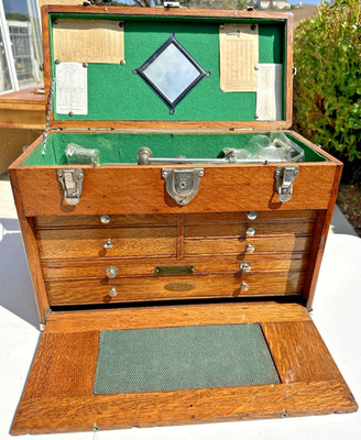 H. Gerstner & Sons 7 Drawer Oak Wood Machinists Chest Tool Box ~ Loaded ...