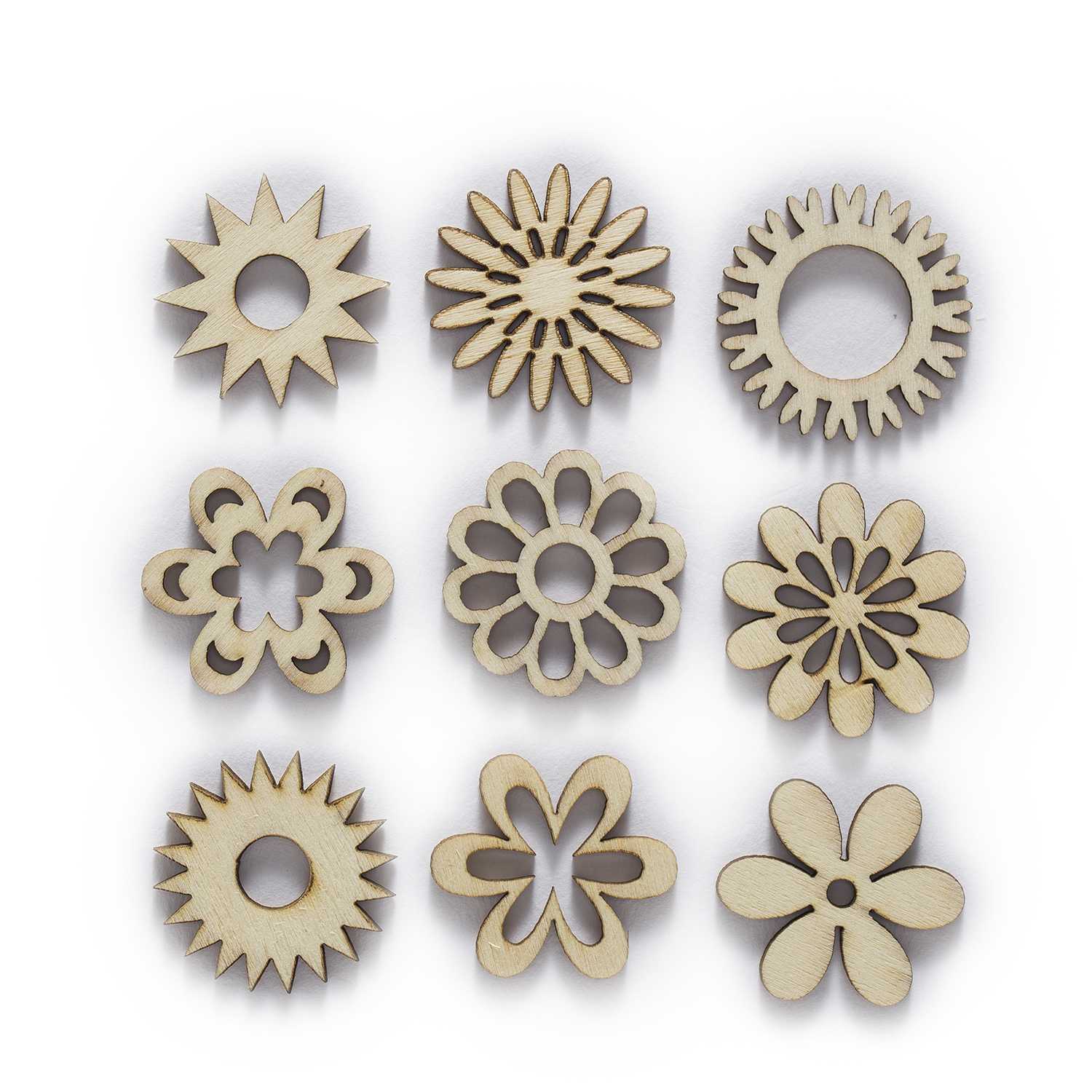 Wooden Chips Flower Theme Scrapbooking Embellishments Crafts Home Decor ...