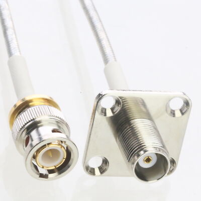 BNC plug gold to TNC male Flange RG402 .141" RF Semi-Flexible Tinned ...