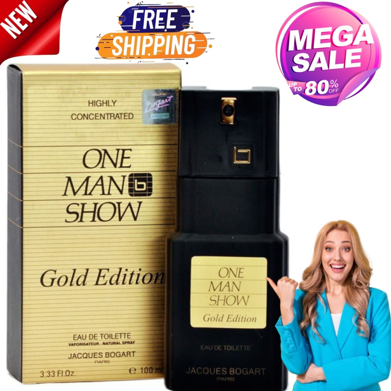 One Man Show Gold Edition EDT 100ml/ 3.4fl Oz Perfume Spray For Men F/S