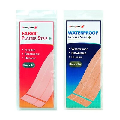 Waterproof & Fabric Plaster Strip Medical Grade Dressing Masterplast- 6 ...