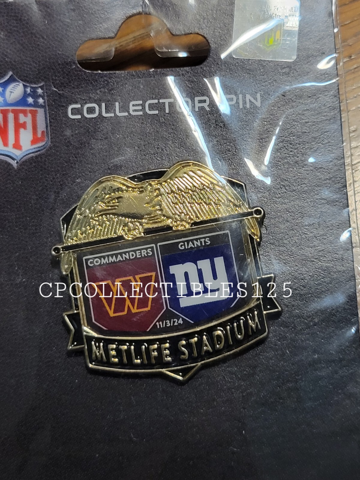 NEW YORK GIANTS VS WASHINGTON COMMANDERS Game day Pin 11/3/2024 NEW | eBay
