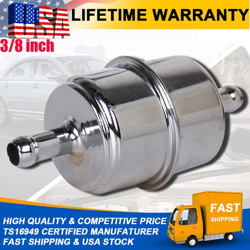 3/8" Universal Chrome Glass Fuel Filter 10mm For Petrol Diesel Inline ...