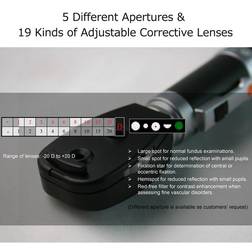 Direct Ophthalmoscope 5 Different Apertures Professional Portable ...