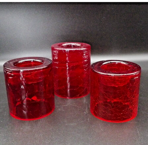 Vintage Red Crackle Design Pressed Glass Tea Light Candle Holder ...