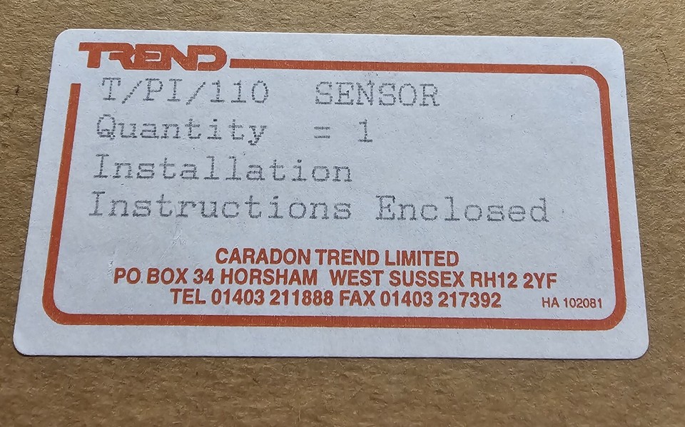Trend PRT Insertion Temperature Sensor T/P1/110 10 TO 110 Degrees C ...