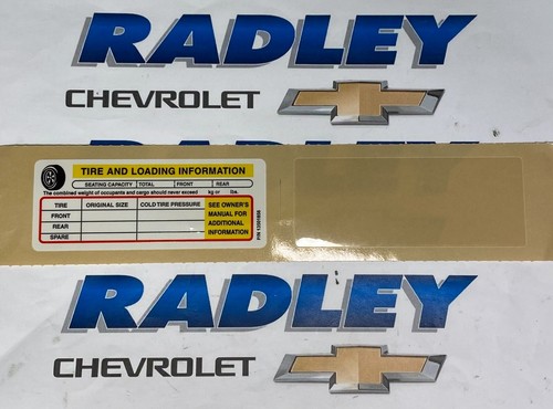 NEW GM OEM LABELS- TIRE INFO LABEL- GENERAL MOTORS GMC 19206430 | eBay