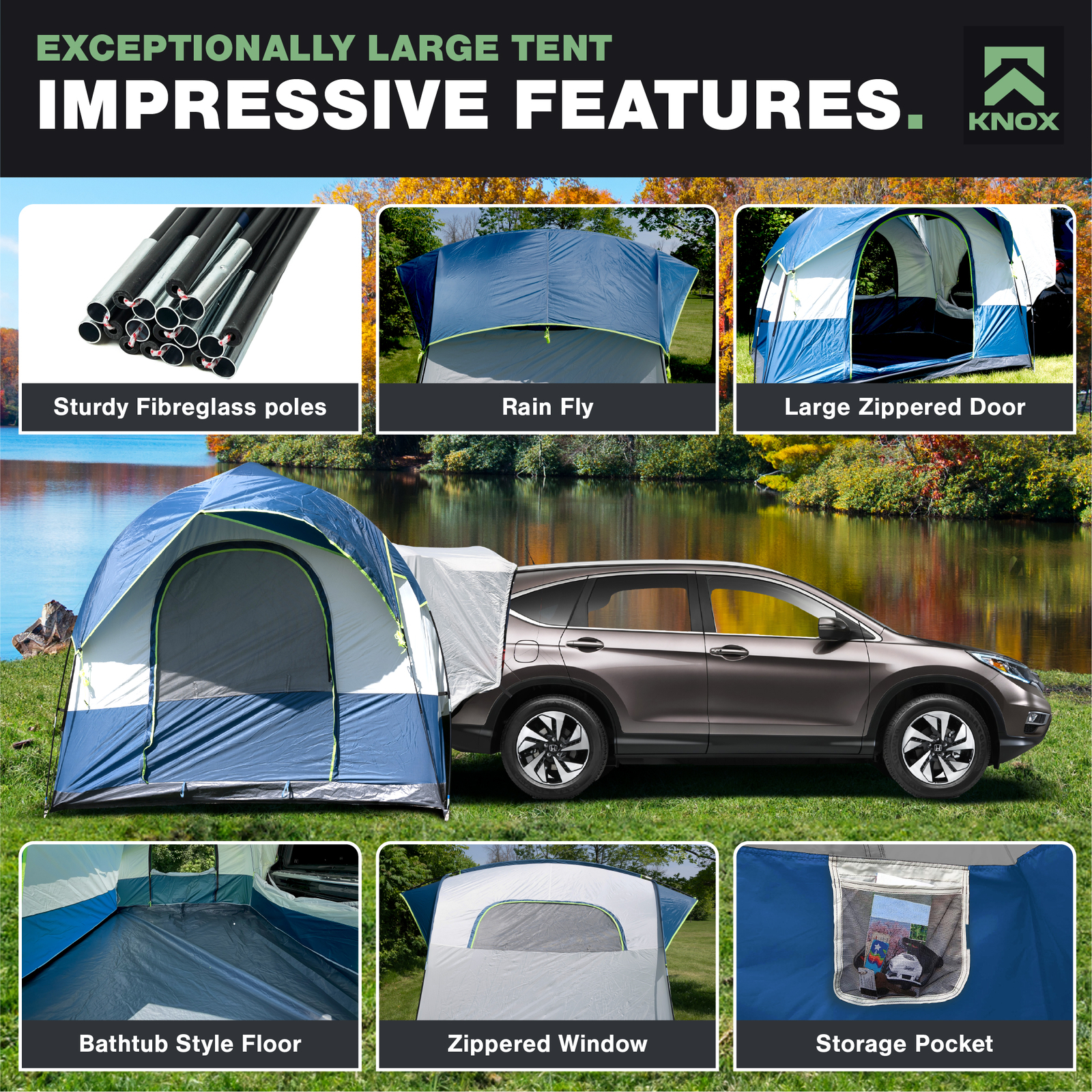 KNOX Universal SUV Tailgate Tent, 6 - 8 Person Tent, Glamping Tent ...