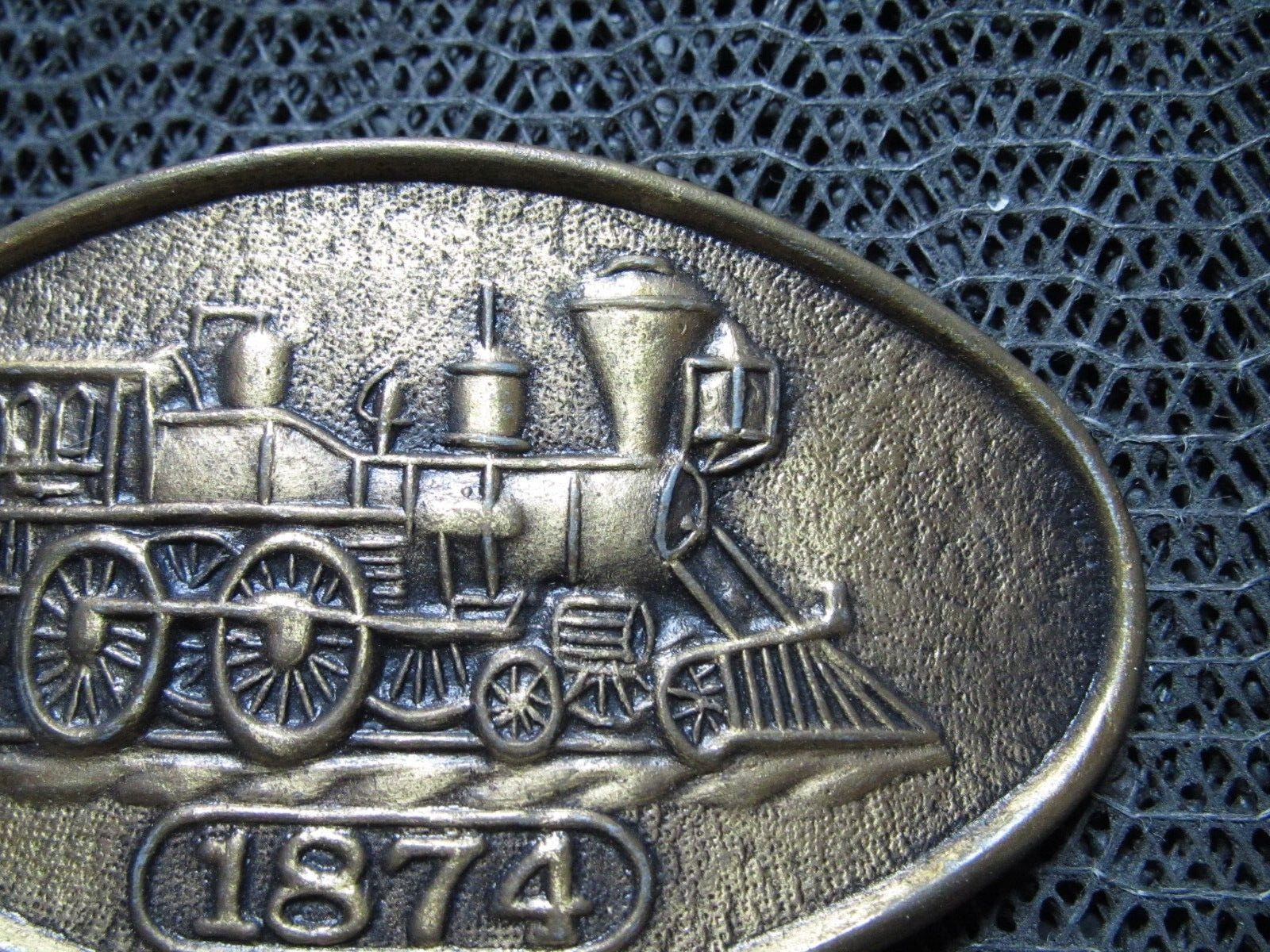 1874 STEAM LOCOMOTIVE TRAIN BELT BUCKLE! VINTAGE! 198… - Gem