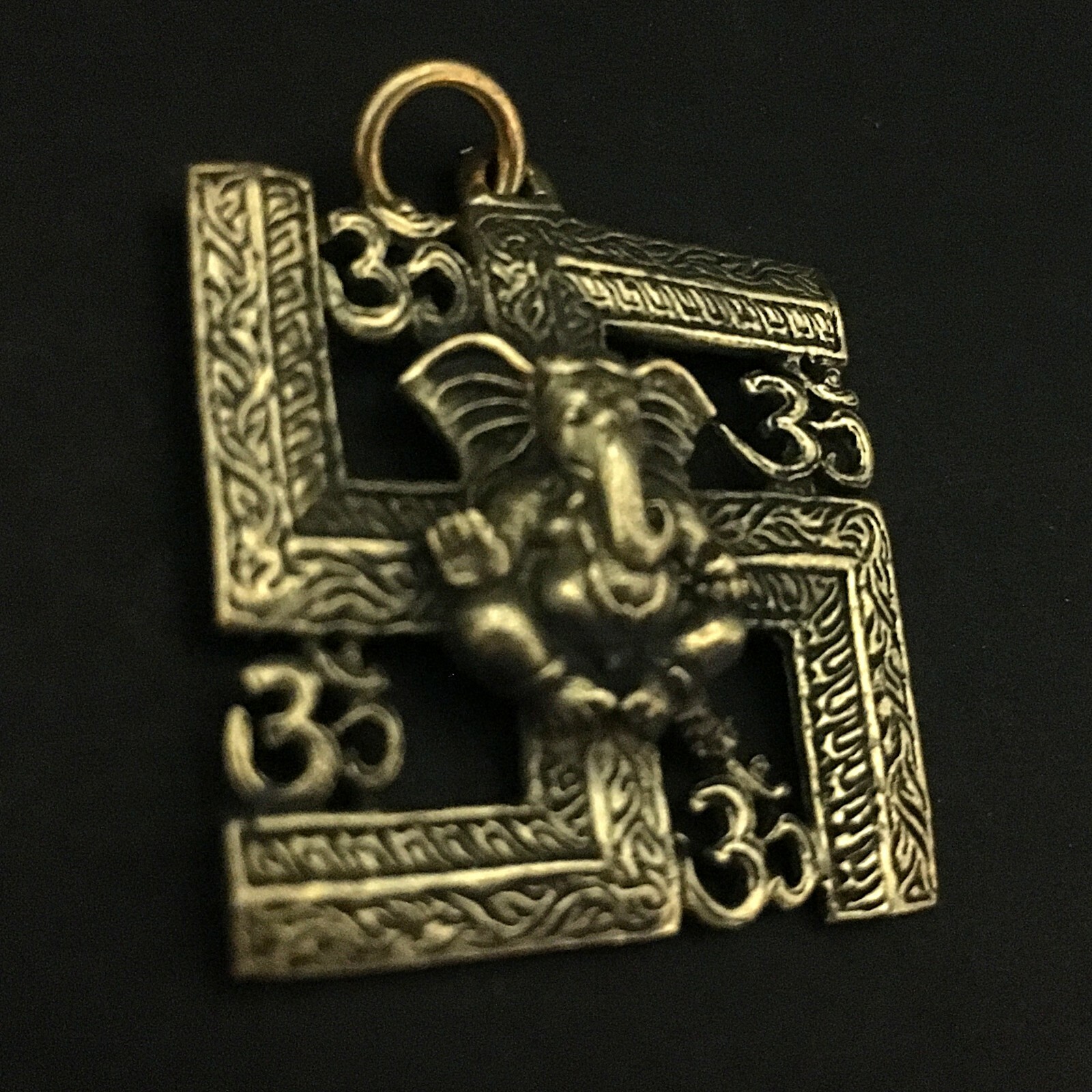 Ganesh OHM Mantras Charm Pendant Brass Hinduism Symbol Swastik | eBay