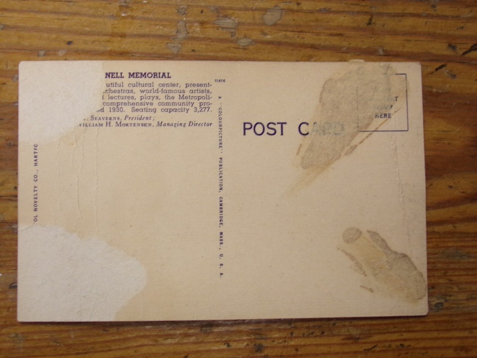 Vintage Postcard Horace Bushnell Memorial Hall, Hartford, Conn. | eBay