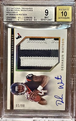2017 National Treasures Deshaun Watson Rookie Patch Auto RPA BGS 9 GOLD ...