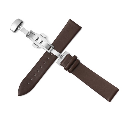 Genuine Leather Watch Band Bracelet Butterfly Clasp Replacement Strap ...