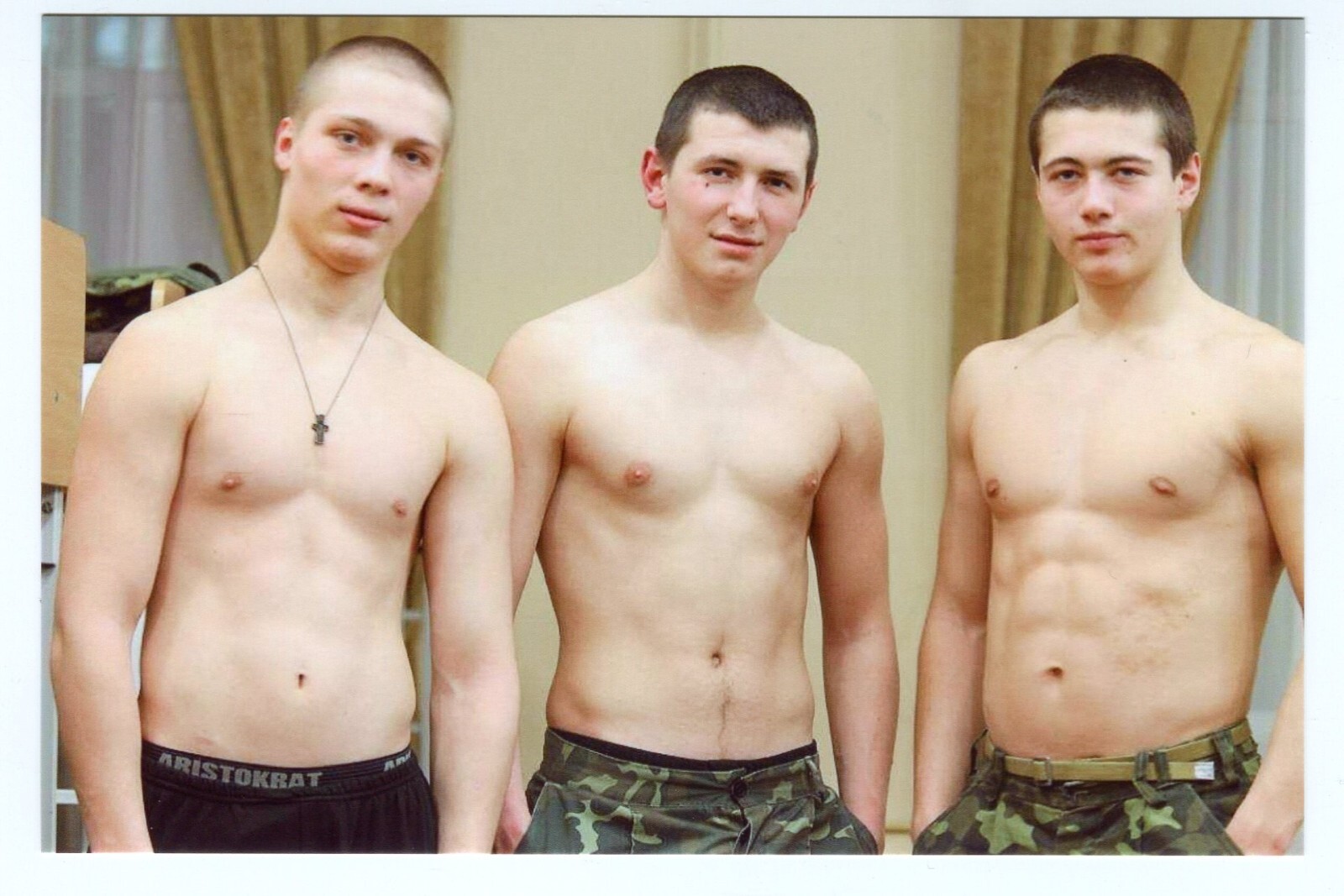 REPRINT 2000's Shirtless Handsome young man gay russian Soldiers vtg ...