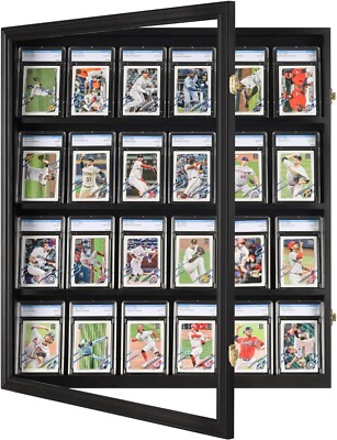 Graded Trading Card Display Case 24 Sport Baseball Football PSA Slabs ...