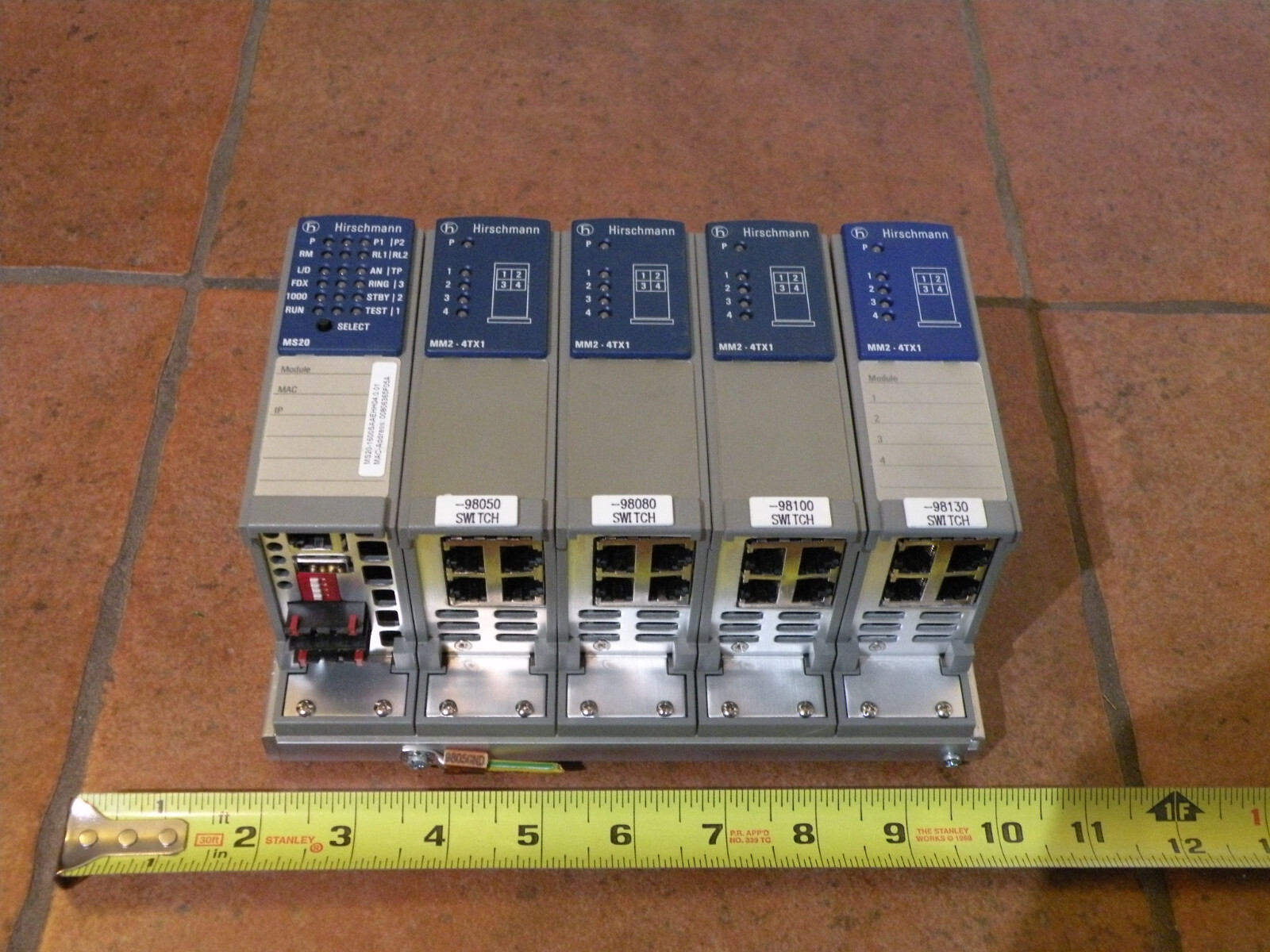 Hirschmann 5 Slot Backplane w (4) MM2-4TX1 MICE & (1) MS20-1600SAEHH06 ...