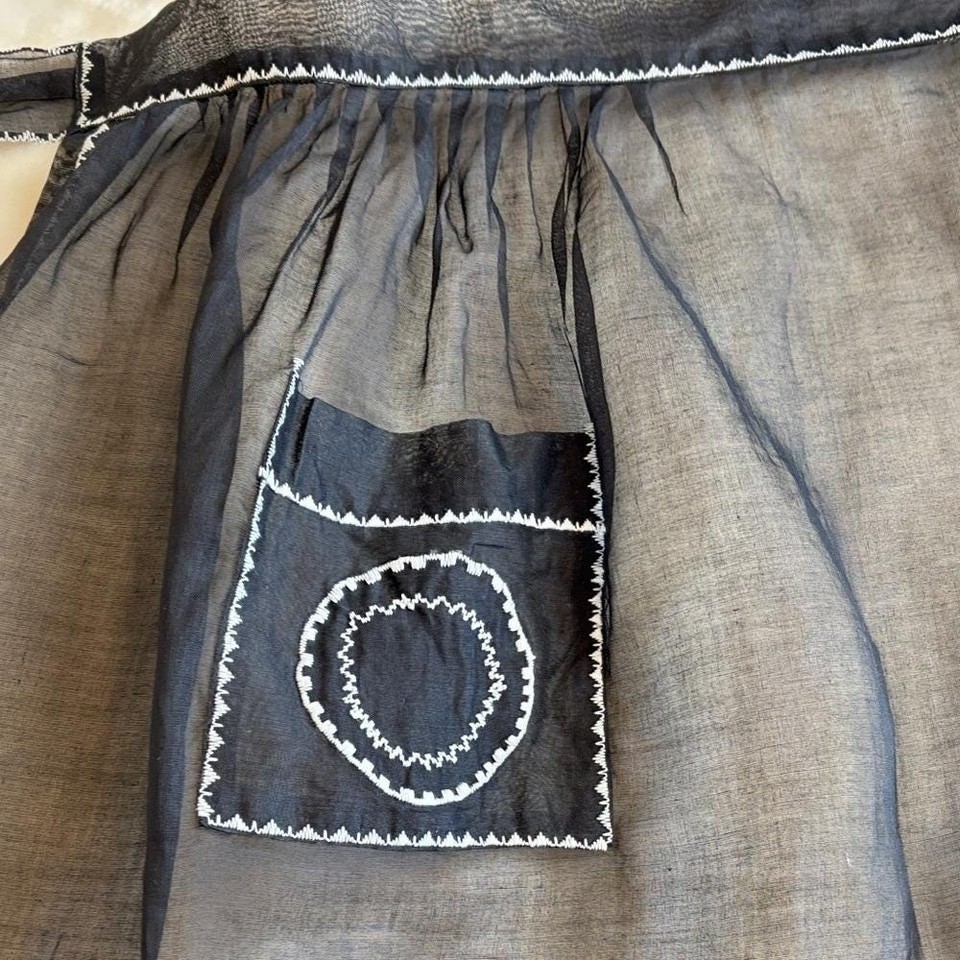 TRAD WIFE! Vintage Elegant Black Sheer Apron with Embroidery - HOT! w ...