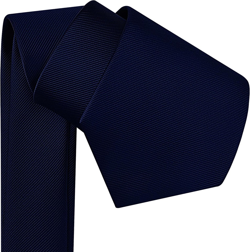 Branduce 63'' XL Tie Mens Extra Long Solid Woven Necktie for Men Navy ...