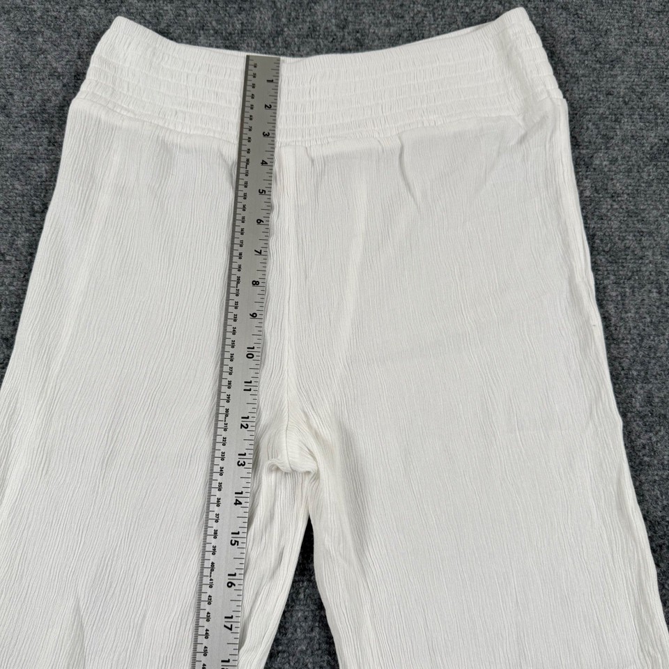 Shade & Shore Pants Small White Gauze Wide Leg Split Leg Smocked Waist ...