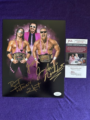 Bret Hart Jim Neidhart Jimmy Hart Signed 8x10 Autograph WWE JSA Hart ...