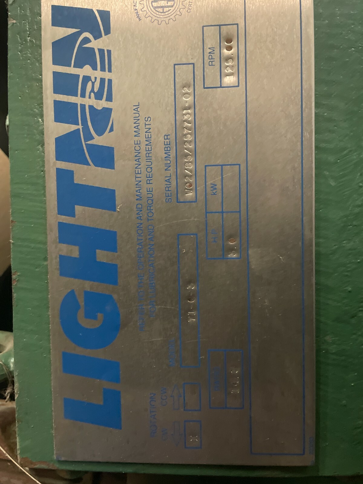 Lightnin Right Angle GearBox Model 71-0-3, 3HP Ratio 14.3:1 (8) | eBay