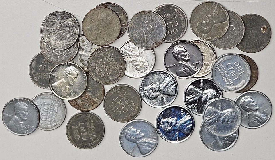 Lincoln Wheat Steel Cent Roll: 30x Low Grade Coins + Free Shipping ...