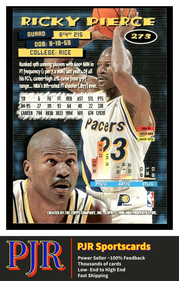 1995-96 Stadium Club #273 Ricky Pierce Indiana Pacers | eBay