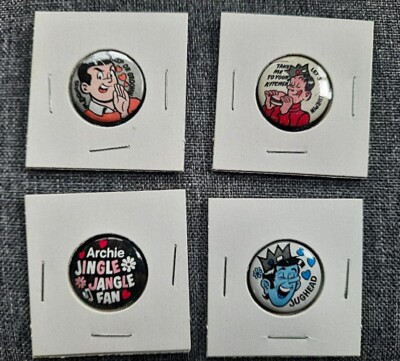 Vintage 1970 Archie Comics Pin Back Buttons 4 pins Jughead 2 Reggie JJ ...