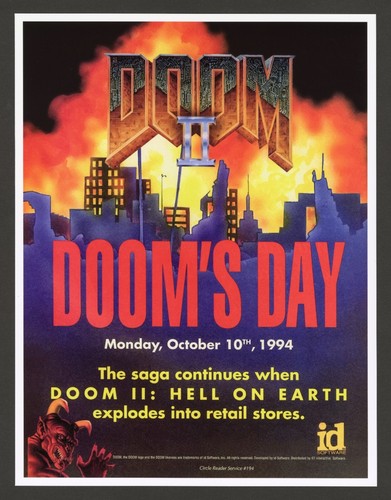 Doom II 2 1994 PC "Doom's Day" Big Box Game Promo Ad Art Print Poster ...