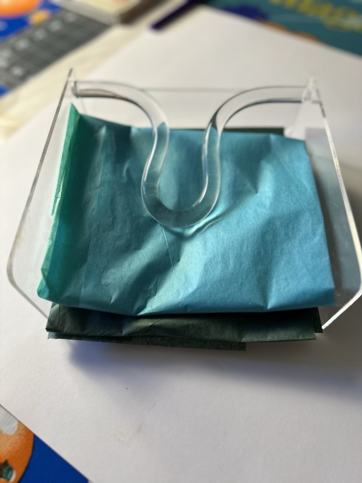 Vintage Lucite DINNER Napkin Holder Butler clear Plastic Acrylic 1980s ...
