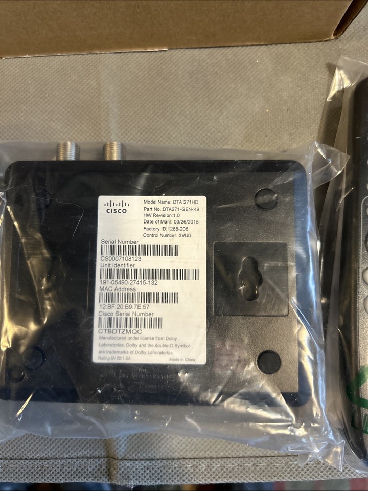 Cisco DTA 271HD Digital Transmitter Adapter TWC Converter Box w/ Remote ...