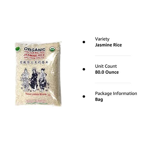 USDA Organic Thai Long Grain Jasmine Rice 5 Pounds, Product of Thailand ...