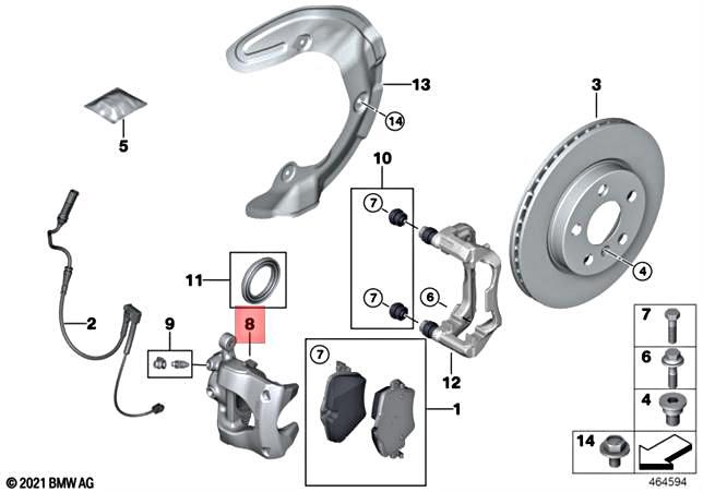 Genuine BMW X1 F45 F49 G20 G28 218i 220i 225i CALIPER HOUSING RIGHT ...