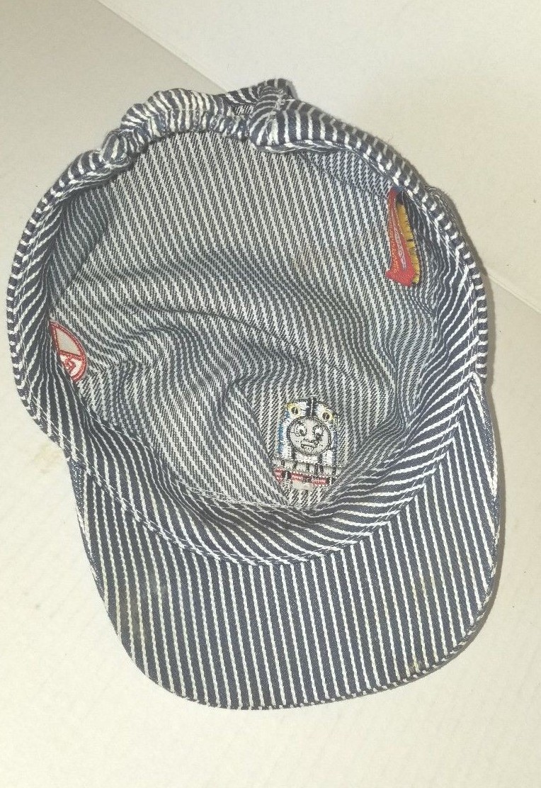 Nice THOMAS THE TRAIN Embroidered Conductor Cap Hat Blue White Stripe ...