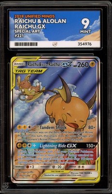 Pokemon Raichu & Alolan Raichu GX Full Alt Art #221 ACE 9 Mint | eBay